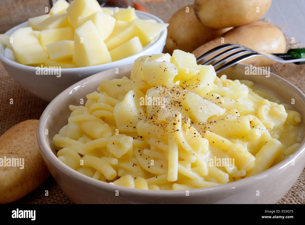 typical neapolitan recipe mixed pasta and potatoes Stock Photo - Alamy