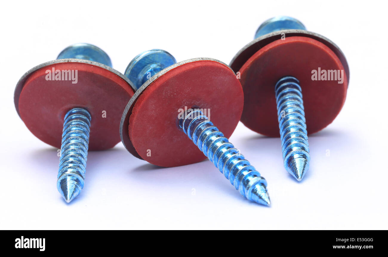 Screw with washer over white background Stock Photo - Alamy