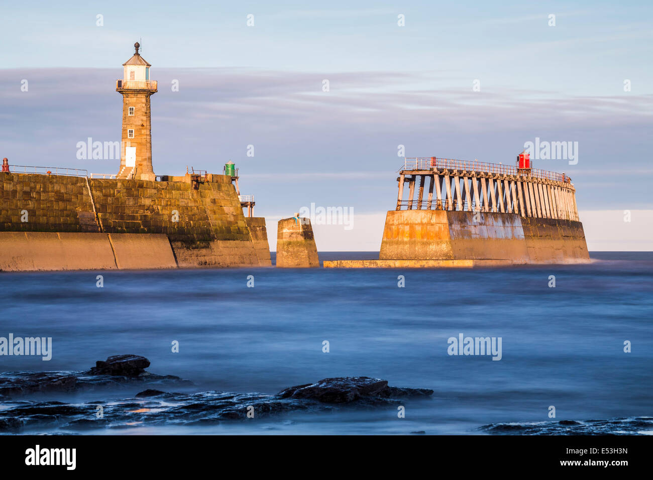 Whitby east pier hi-res stock photography and images - Alamy