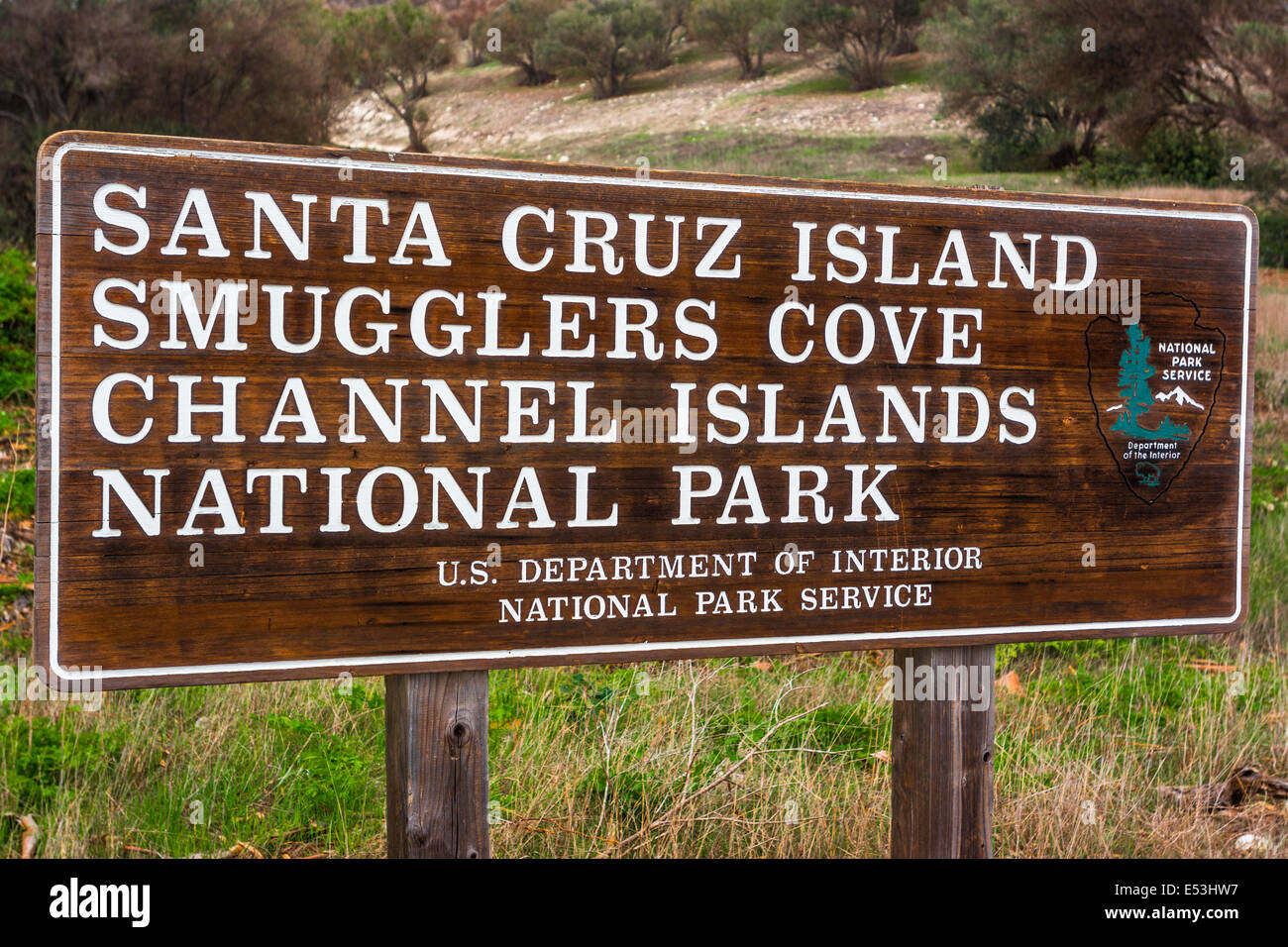 Sign at Smugglers Cove, Santa Cruz island, Channel Islands National ...