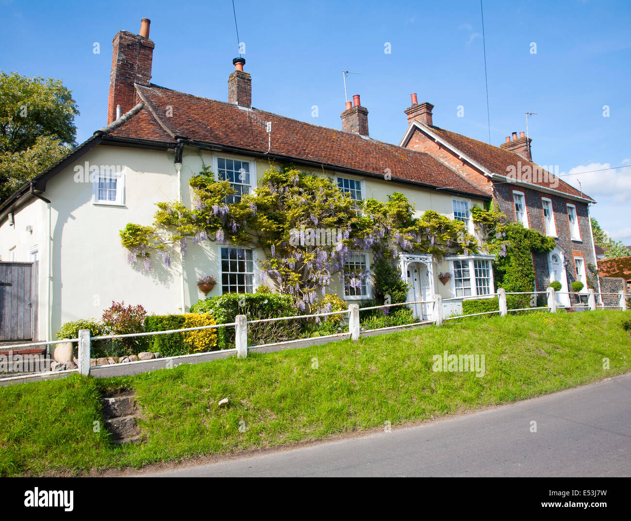 Historic houses in the village of Ramsbury, Wiltshire, England Stock ...
