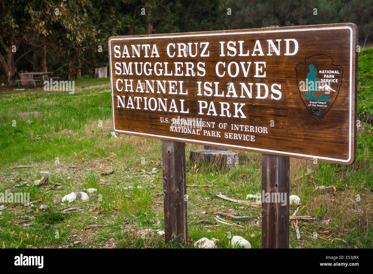 Sign at Smugglers Cove, Santa Cruz island, Channel Islands National ...