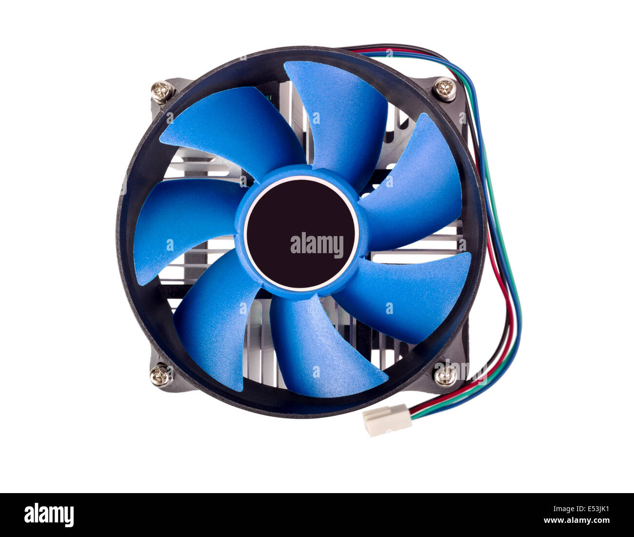 Close-up shot of computer CPU cooler isolated on a white background ...