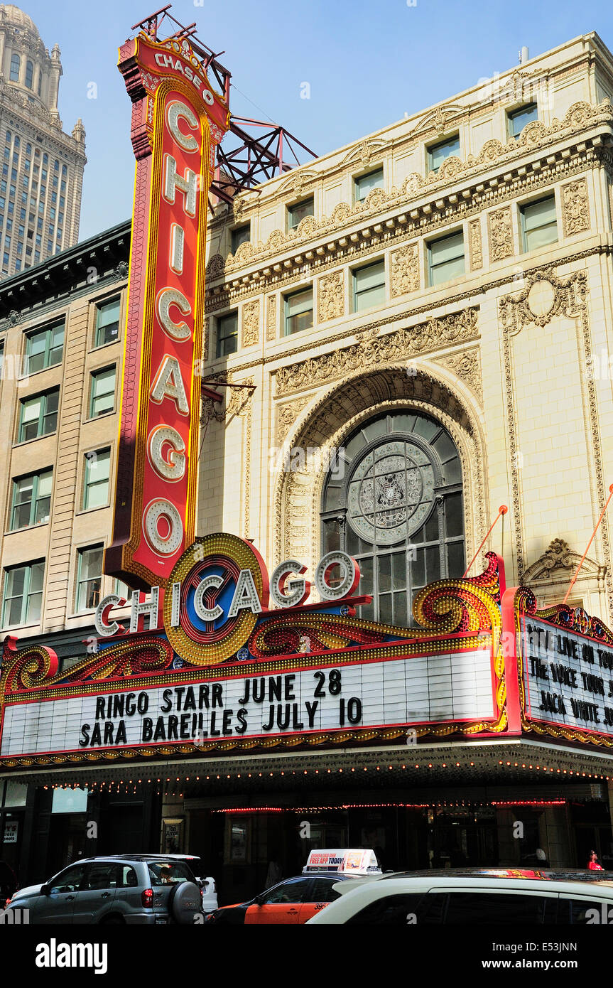 Historic Chicago Theater and Sign on State Street in Chicago Stock ...
