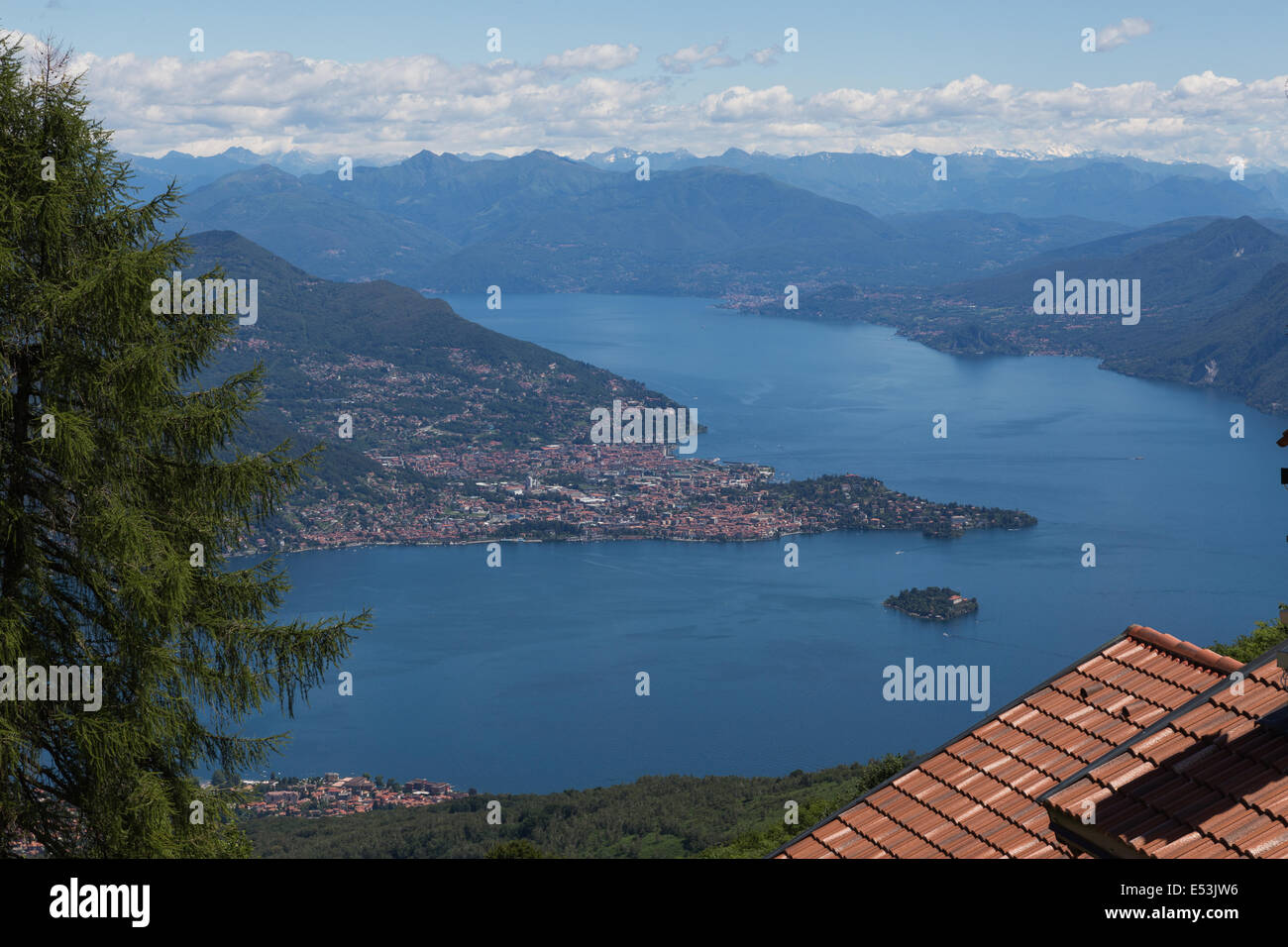 A view of Lake Maggiore and the town of Verbania from the Summit of ...