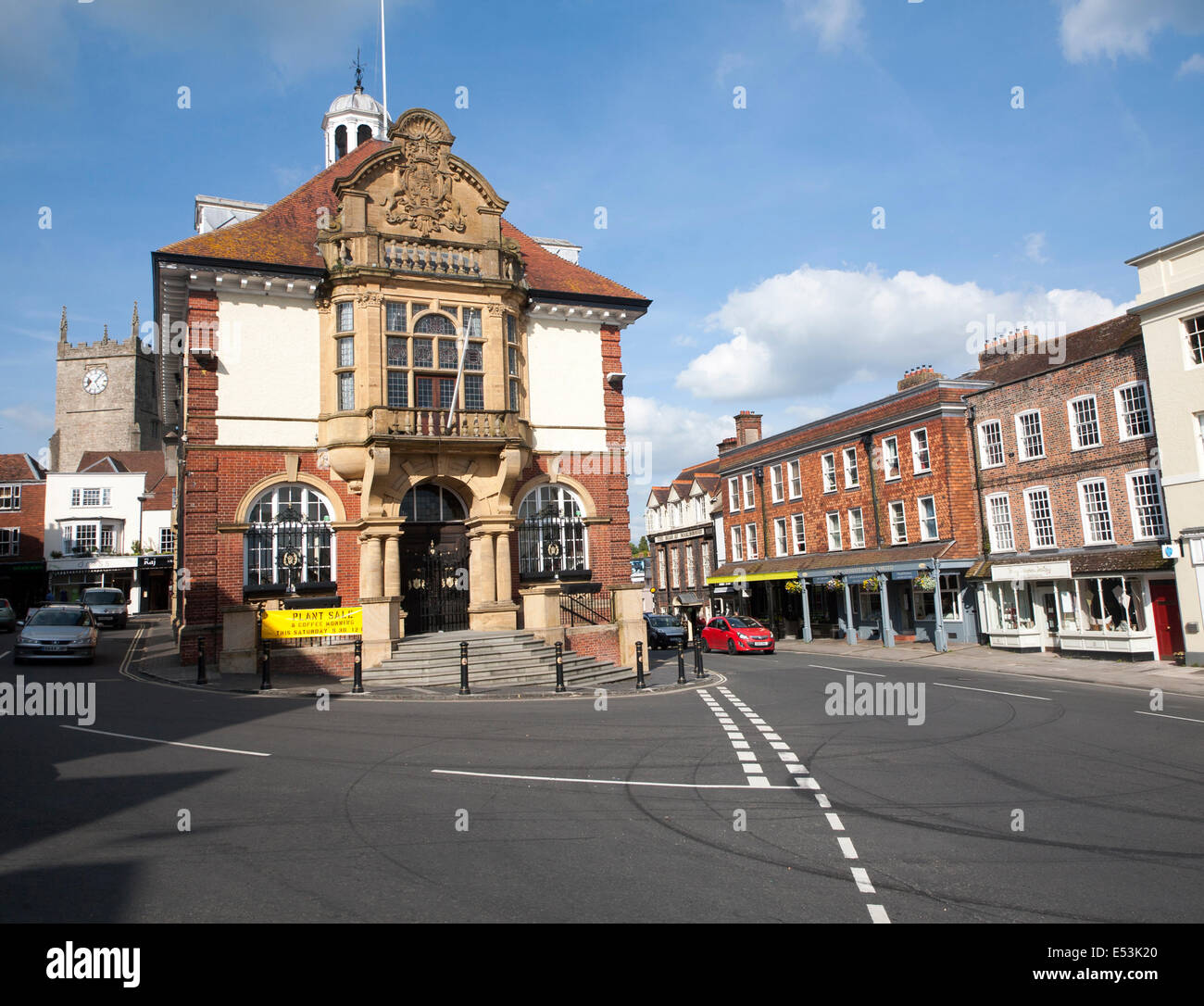 Town Hall and High Street, Marlborough, Wiltshire, England Stock Photo ...