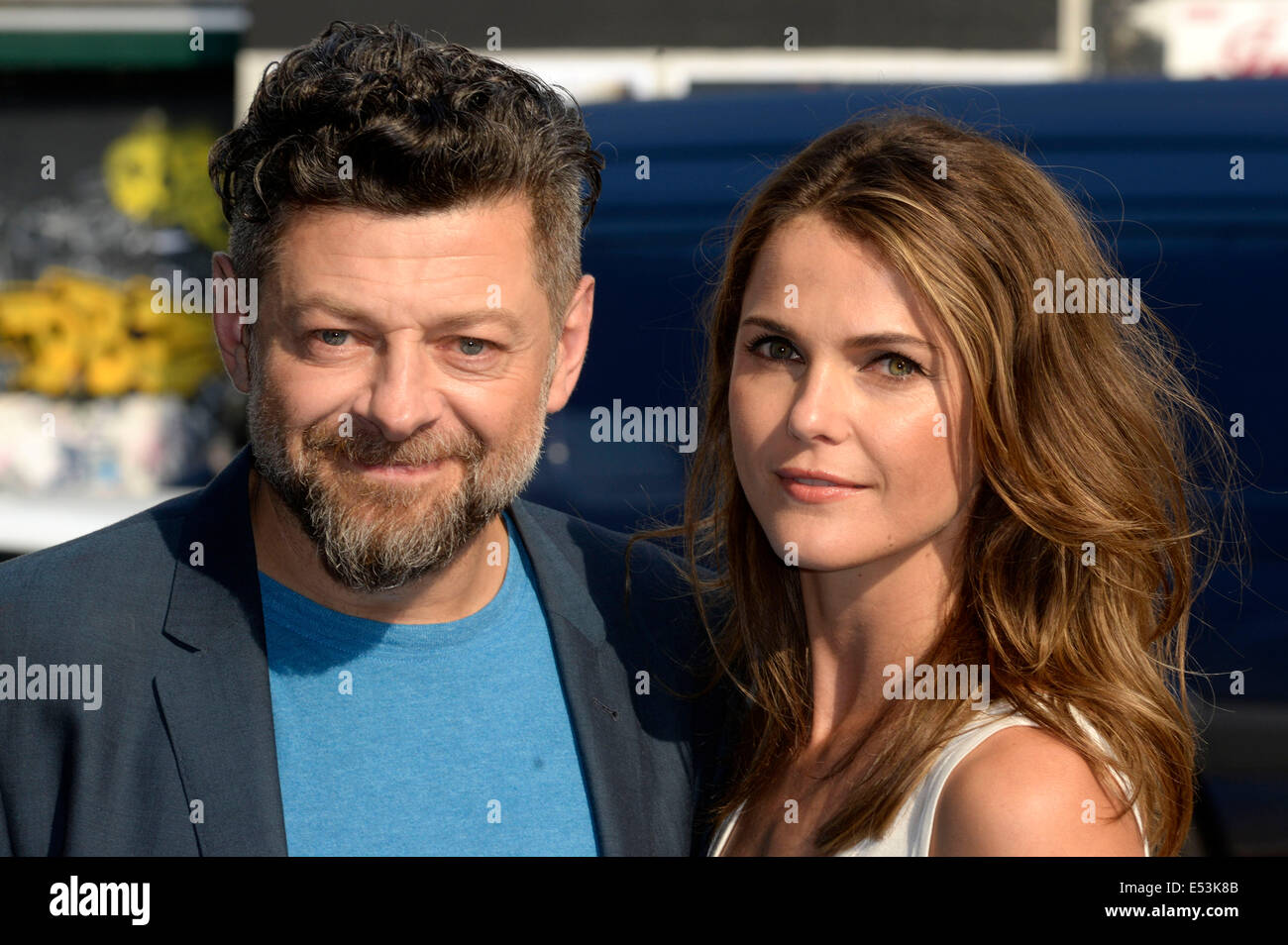 Berlin, Germany. 18th July, 2014. Andy Serkis and Keri Russell pose at ...