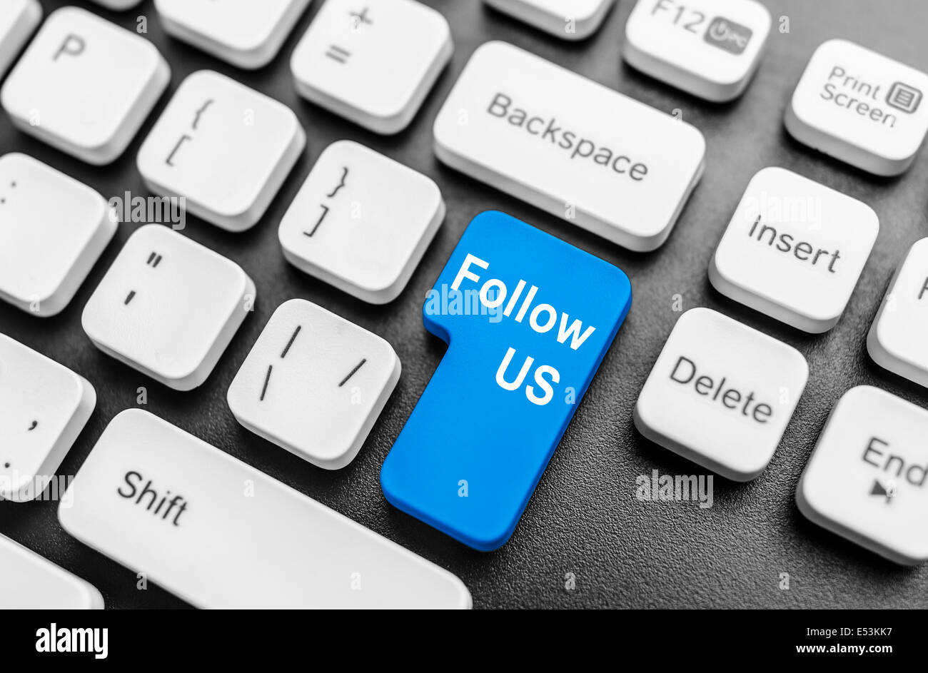 Keyboard with Follow Us button. Concept image Stock Photo - Alamy