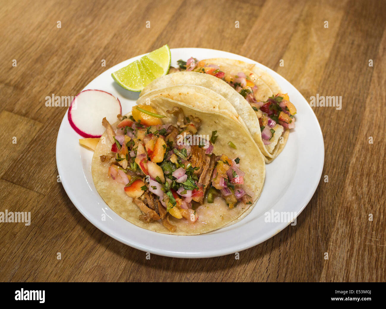 Taco made with pork and Orondo Ruby cherries at South, a Mexican ...