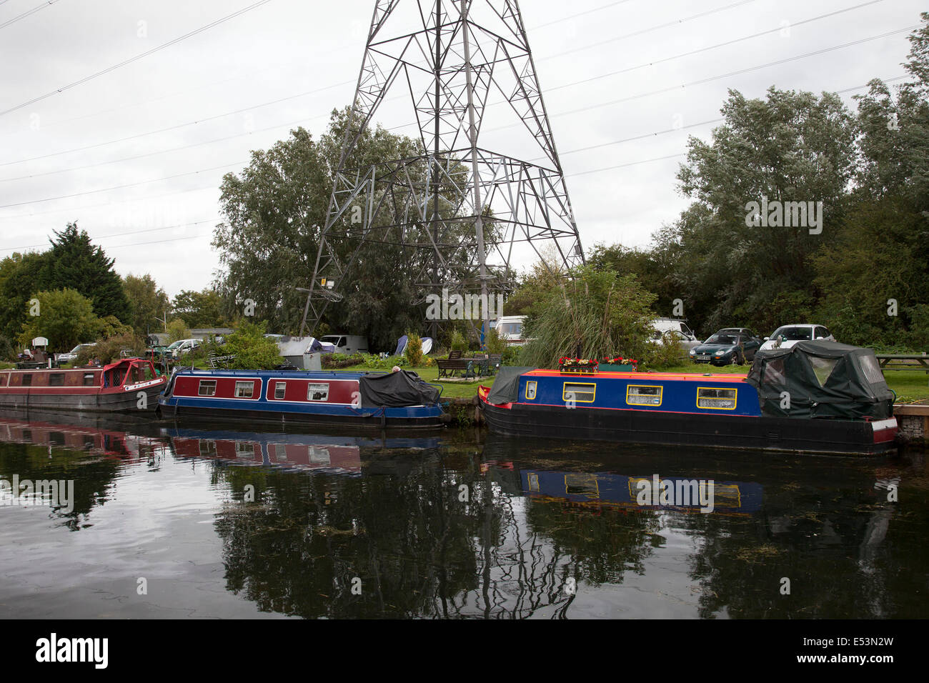 Scene along the Lea Navigational Canal in East London, UK. The River ...