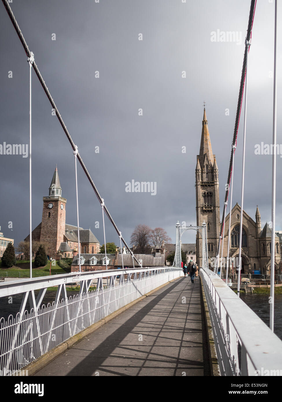 Greig Street bridge at night with church tower in background Stock ...
