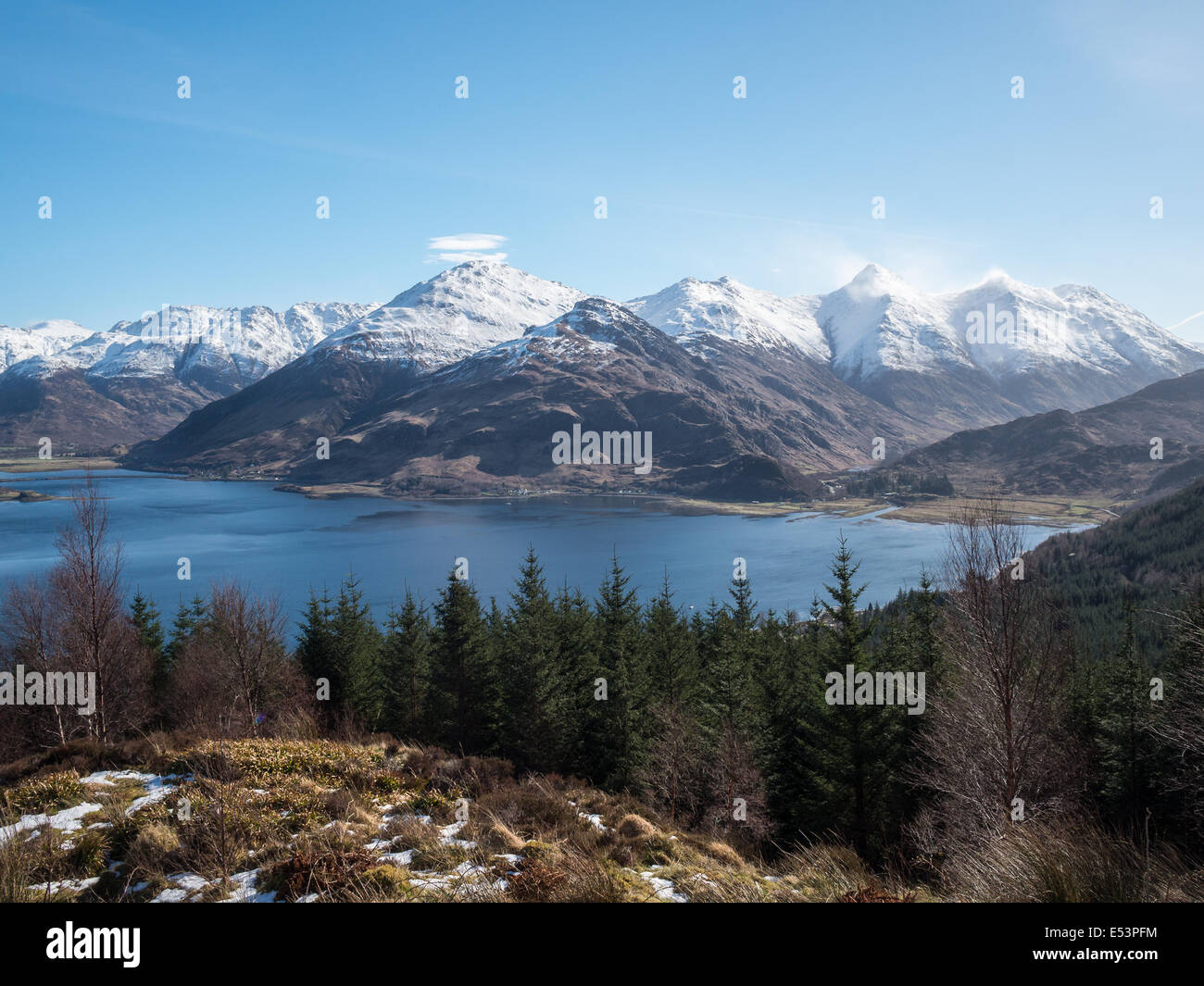 Five Sisters of Kintail mountains over Loch Duich Stock Photo - Alamy