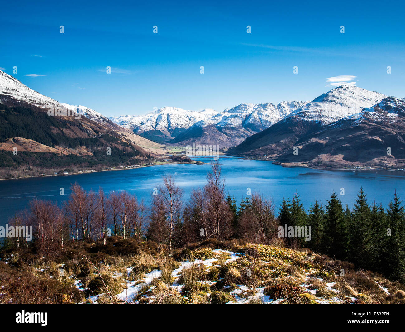Loch Duich below the snow covered mountains Stock Photo - Alamy