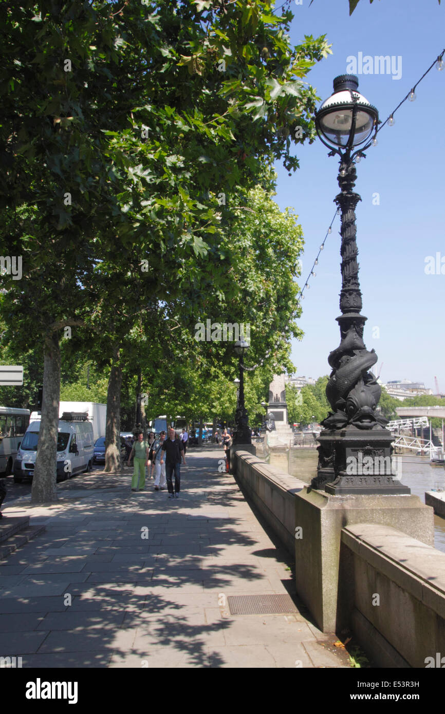 View along Victoria Embankment London Stock Photo - Alamy