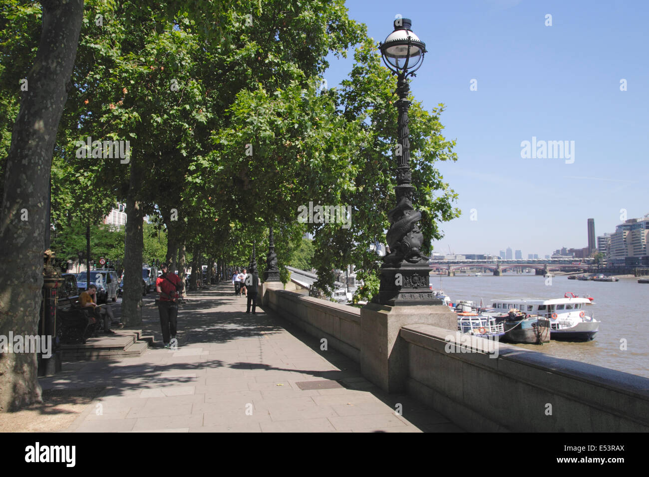 View along Victoria Embankment London Stock Photo - Alamy