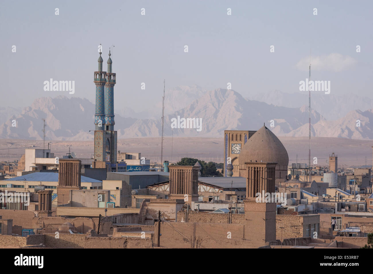A view of historical area in Yazd, the grand mosque is in the ...