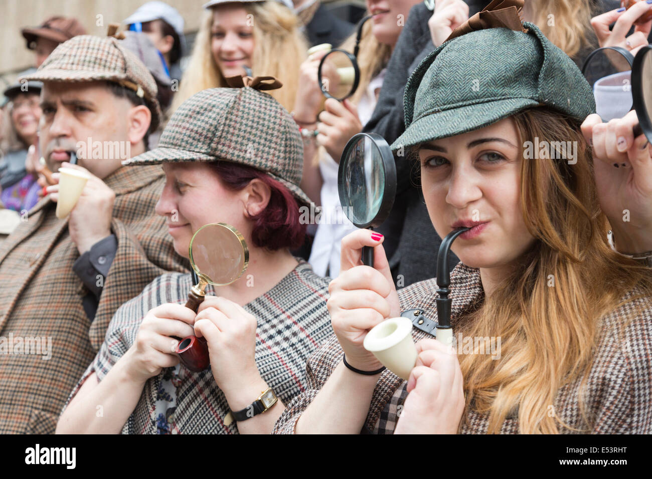 Dozens of fans dressed as Sherlock Holmes created by Sir Arthur Conan ...