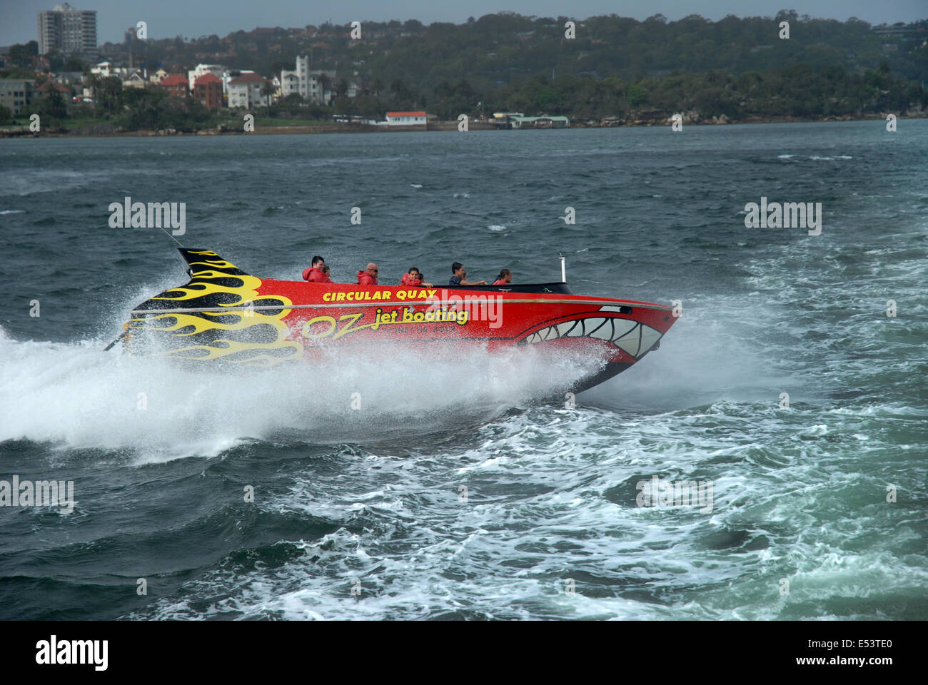 Oz Jet boat in Sydney Harbour Australia Stock Photo - Alamy