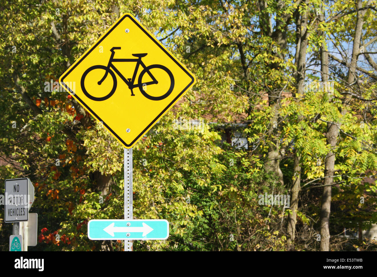 Bike Route signs. Alpha, Beavercreek, Dayton, Ohio, USA. The bicycle ...