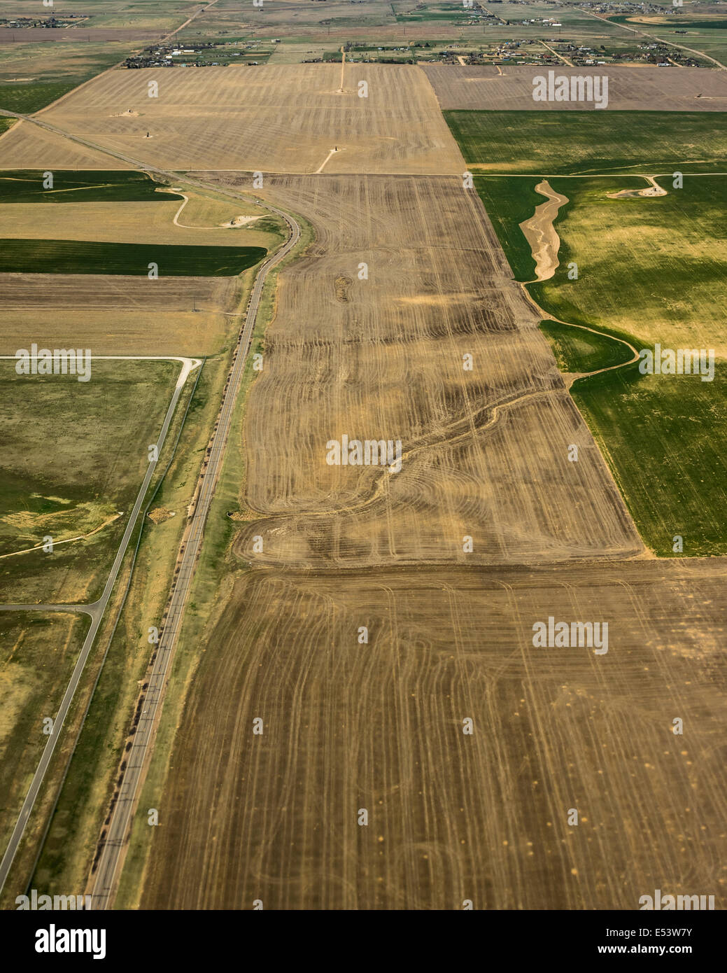 Aerial view of flat agricultural fields Stock Photo - Alamy
