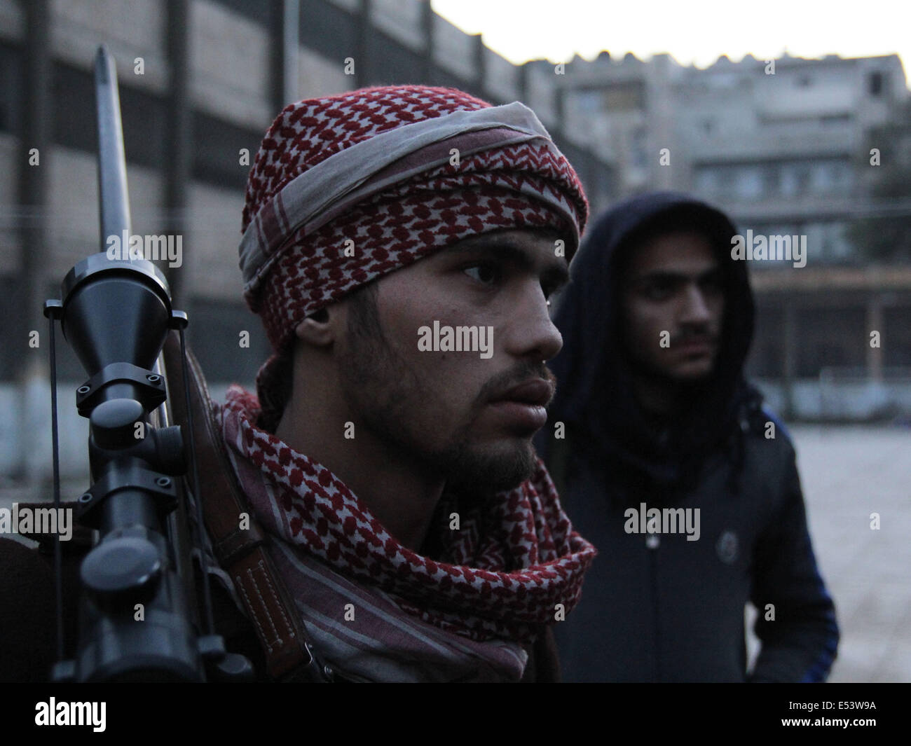 Aleppo, Syria. 16th Jan, 2013. FSA snipers stand in the middle of an ...