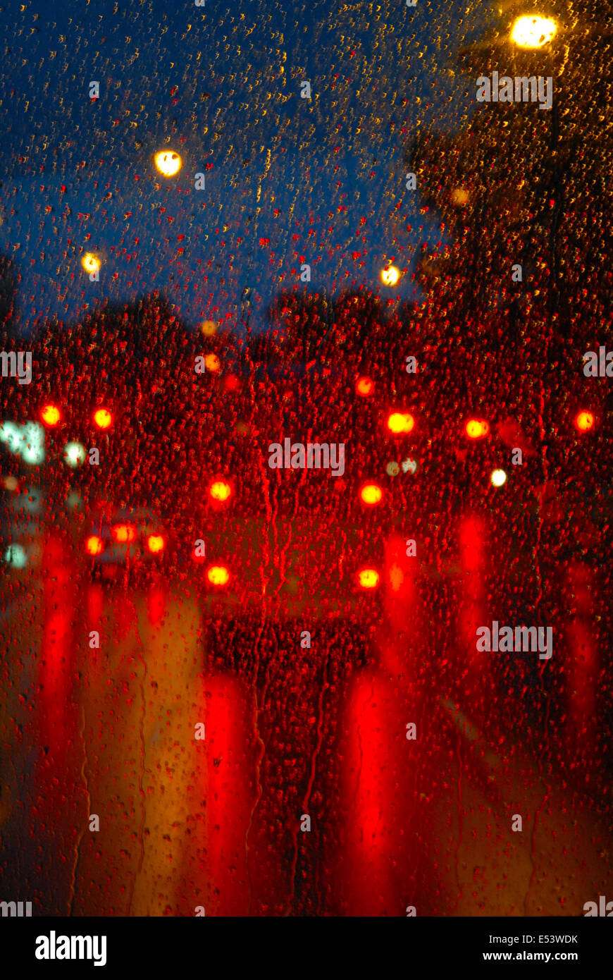 Street lights, seen through a bus window, Canberra, ACT, Australia ...