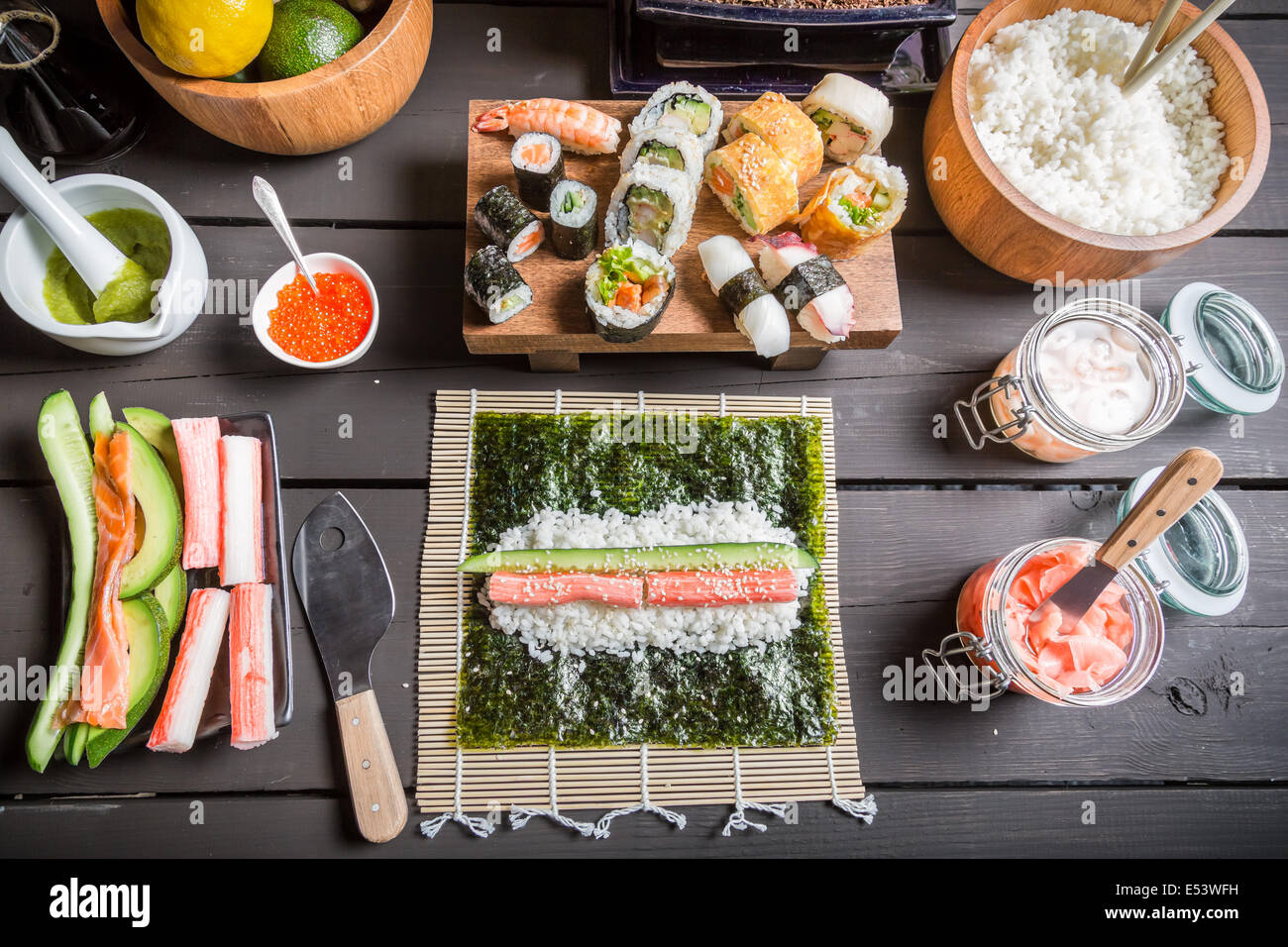 Sushi preparation table ingredients hi-res stock photography and images ...