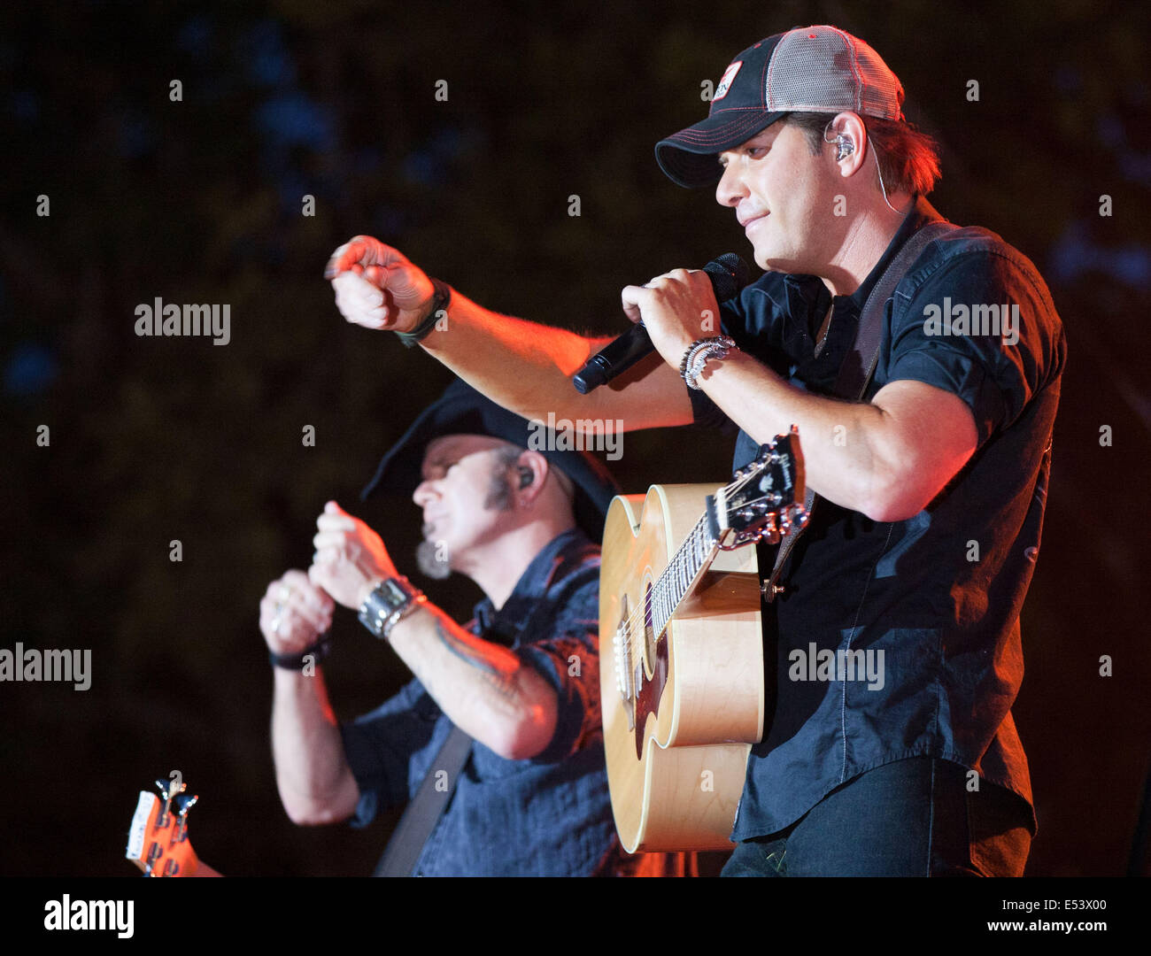 Turlock, CA, USA. 14th July, 2014. Rodney Atkins performs with his band ...
