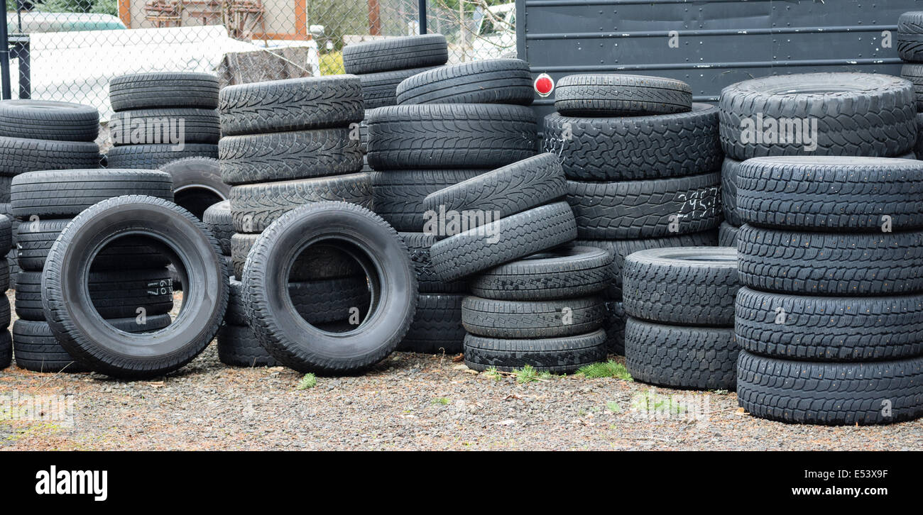 A group of studded winter tires ready to be installed Stock Photo - Alamy