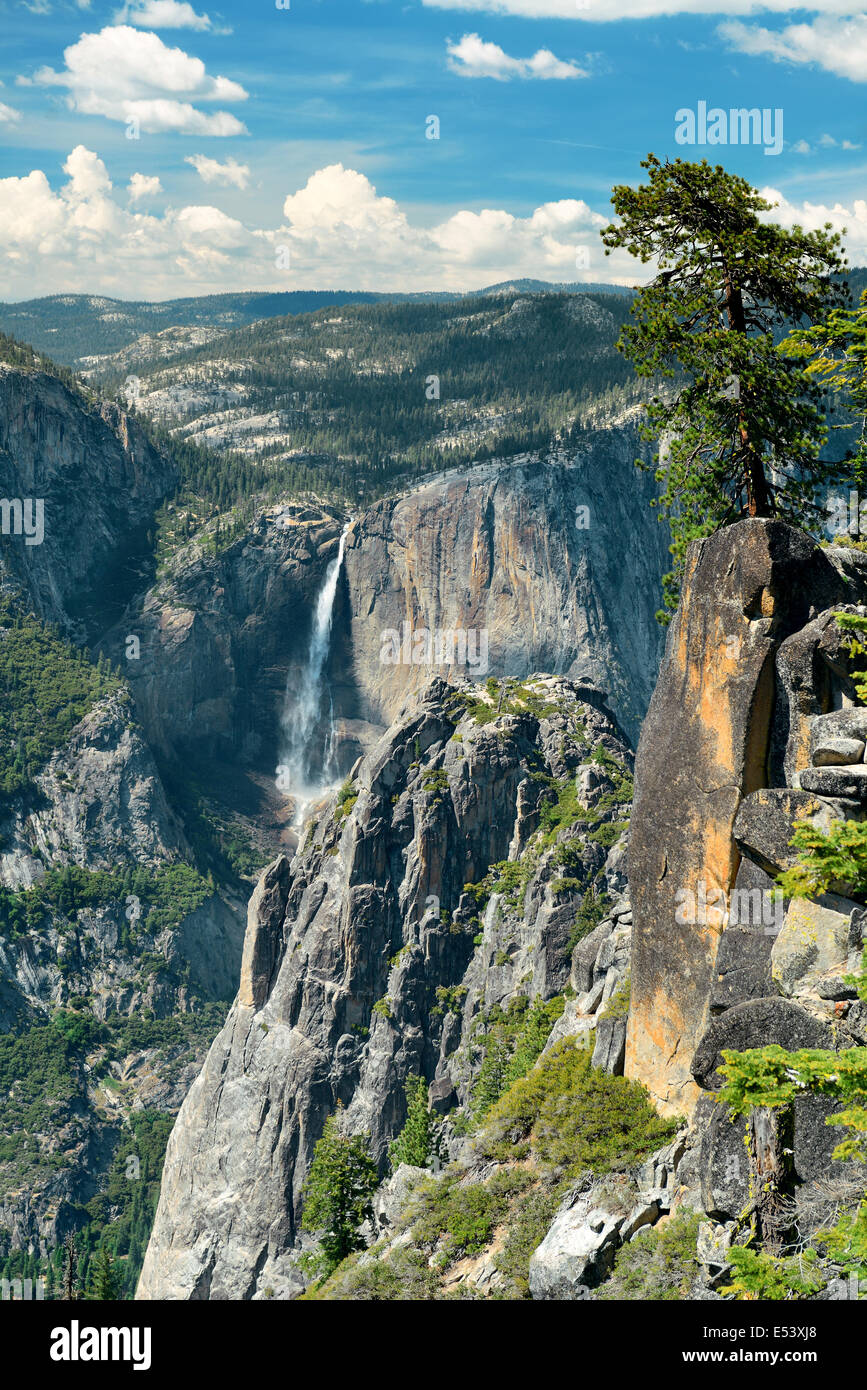Yosemite mountain ridge with waterfall Stock Photo - Alamy