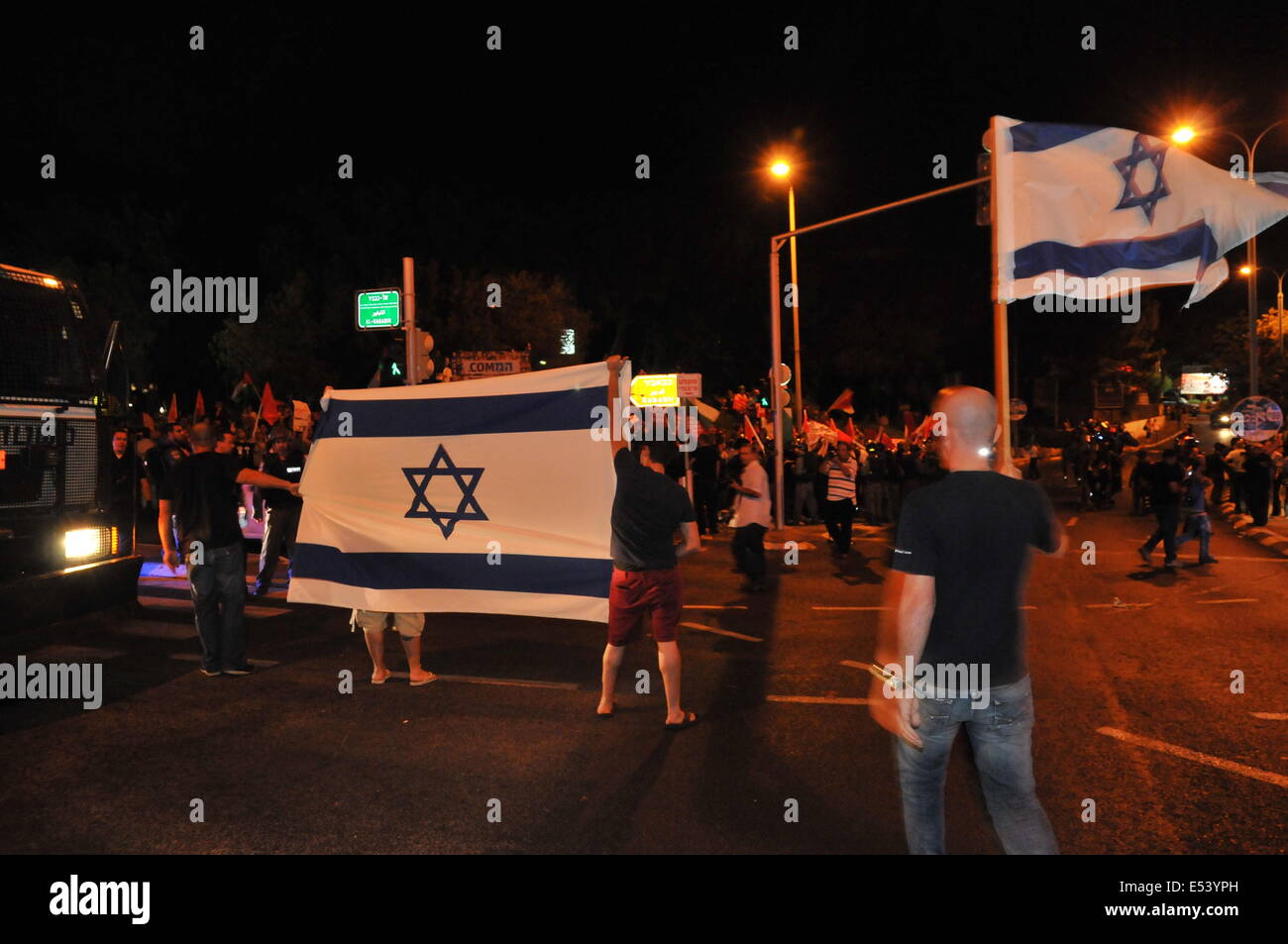 Haifa, Israel. 19th July, 2014. Pro Palestinian and Left wing activists ...