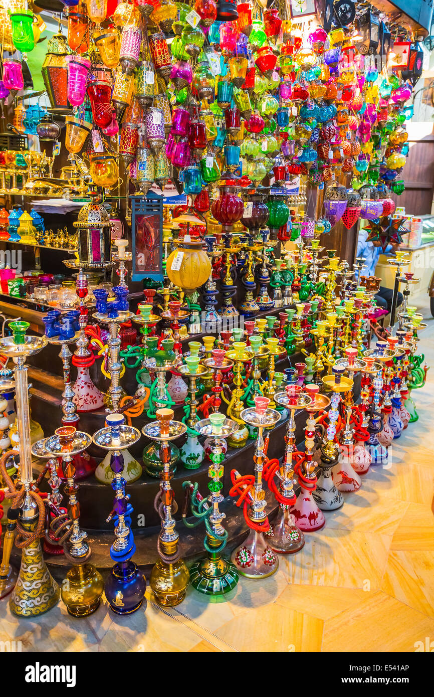 Arab street lanterns in the city of Dubai in the United Arab Emirates ...