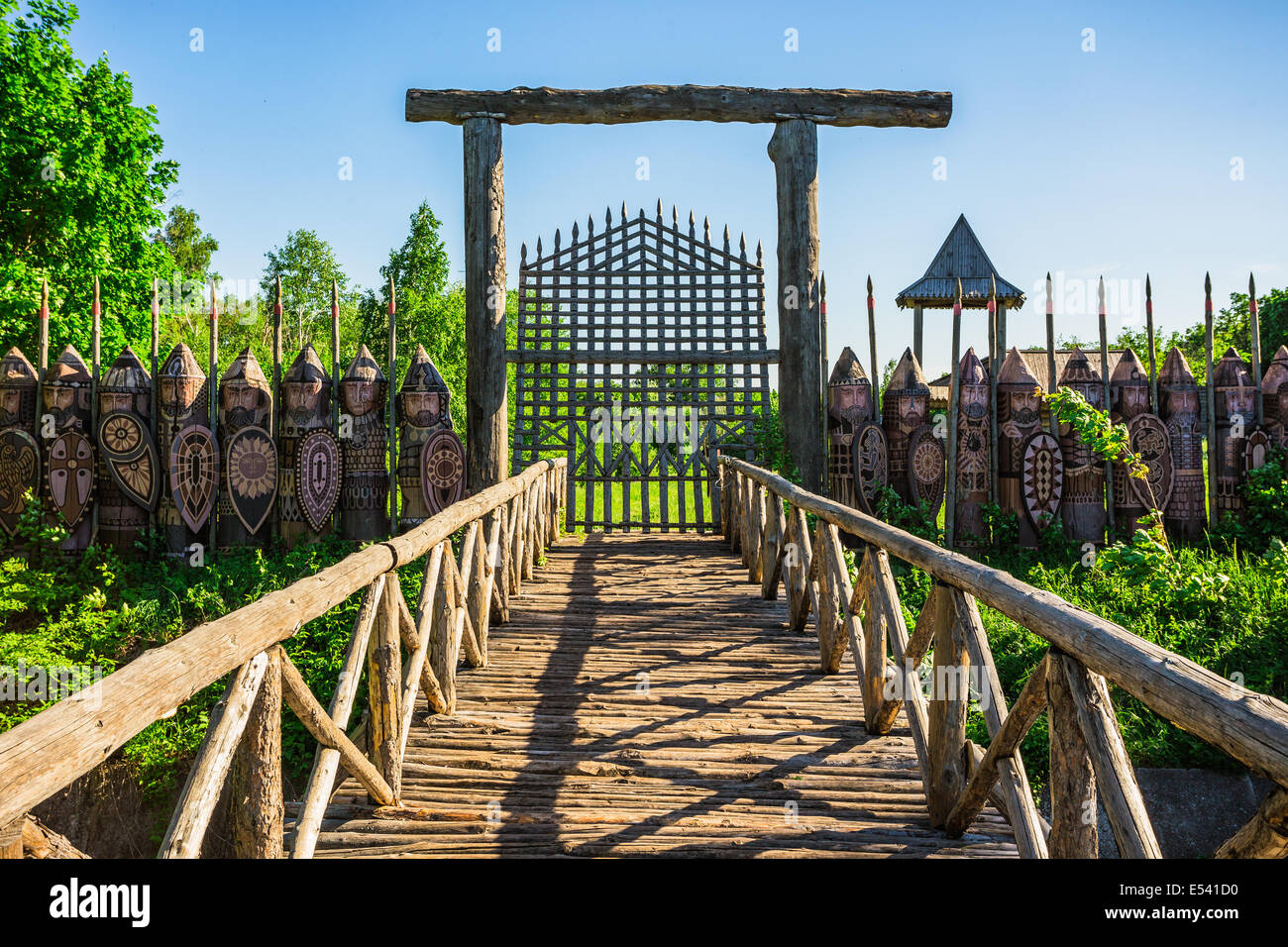 old wooden bridge to the ancient fortress Stock Photo - Alamy