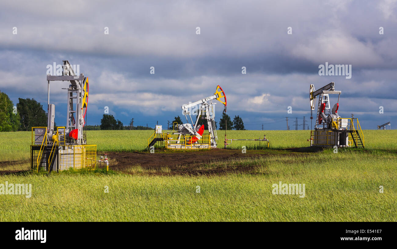 Oil Pump on a background of forest in Russia Stock Photo - Alamy