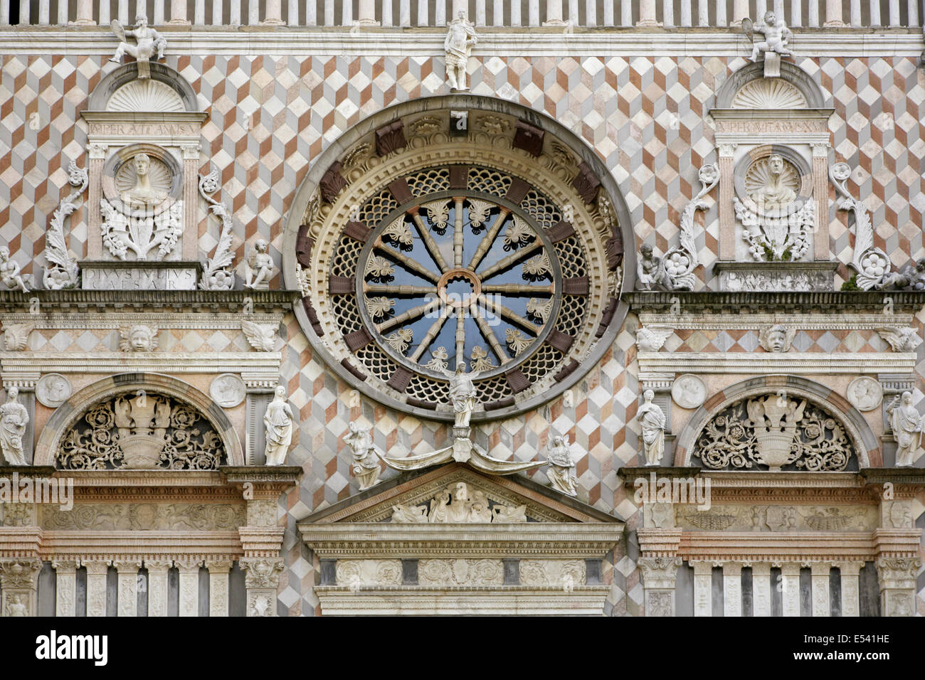 Facade of the renaissance Capella Colleoni, Bergamo Alta, Italy Stock ...