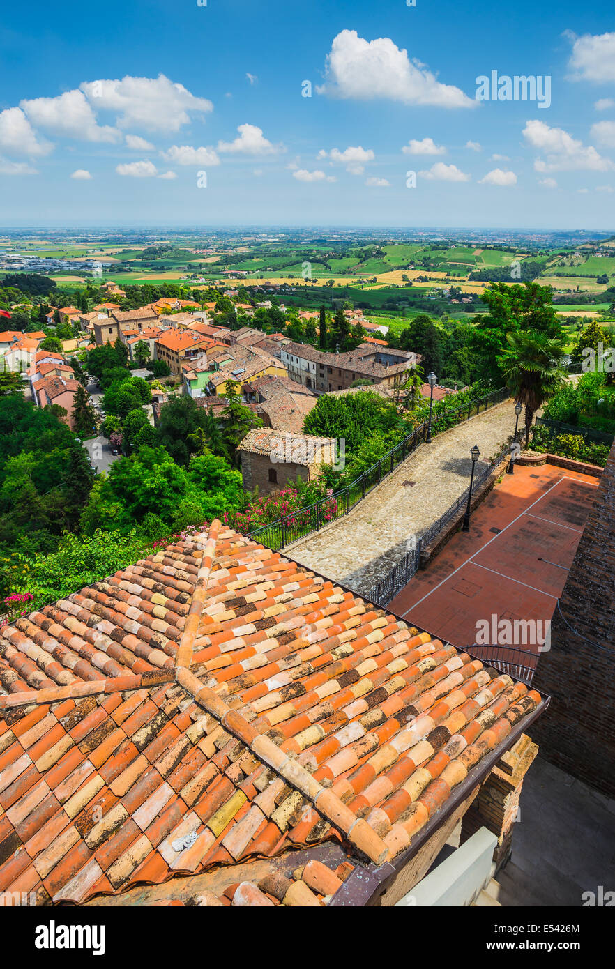 agricultural landscape with old village in toscana (italy Stock Photo ...