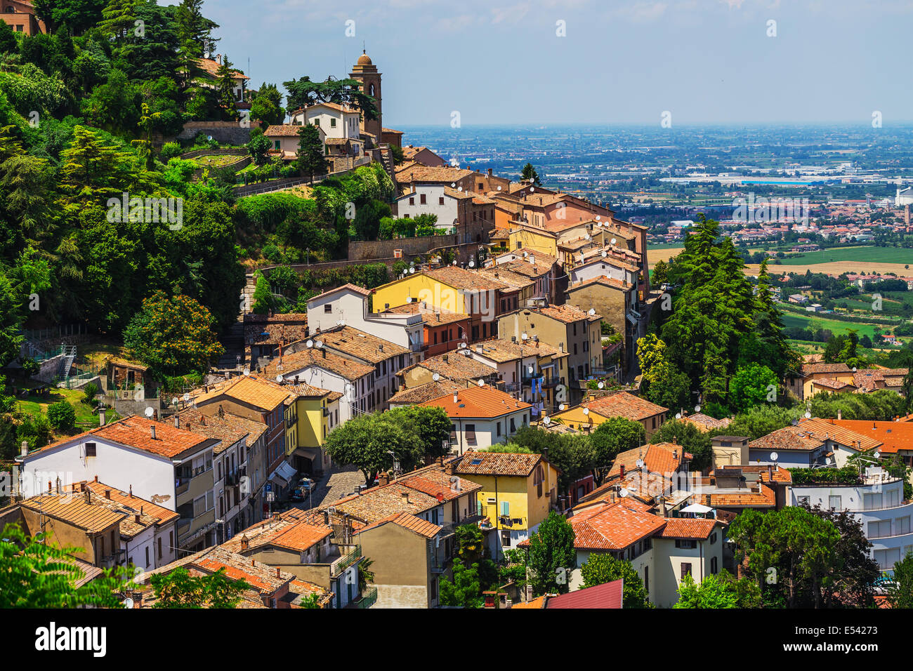 agricultural landscape with old village in toscana (italy Stock Photo ...