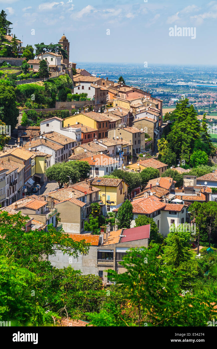 agricultural landscape with old village in toscana (italy Stock Photo ...