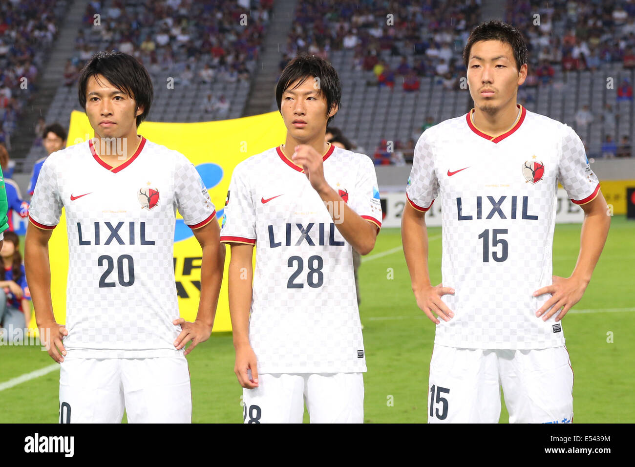 NACK5 Stadium Omiya, Saitama, Japan. 19th July, 2014. (L-R) Gaku Shibasaki, Shoma Doi, Gen Shoji ...