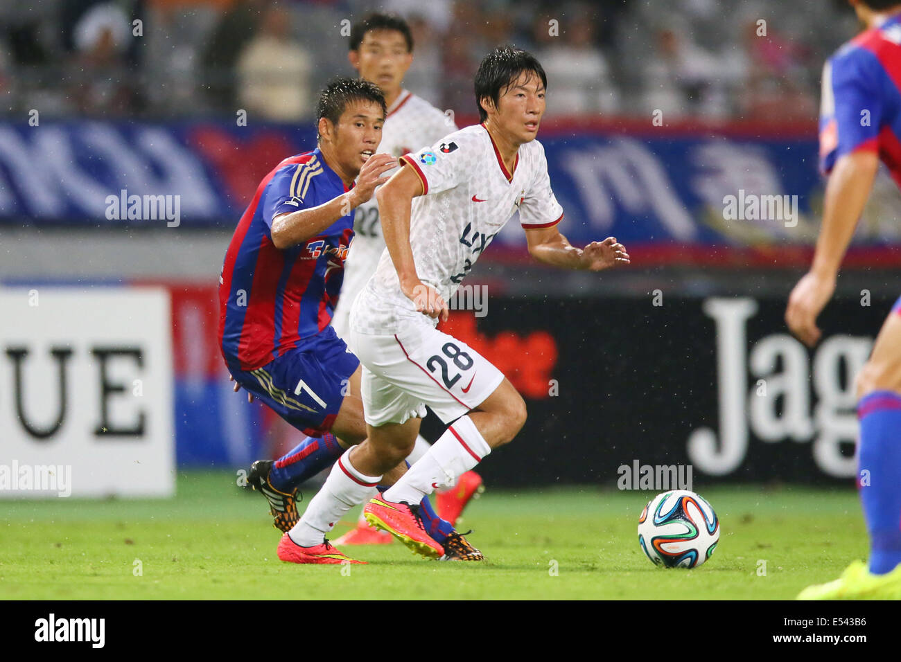 NACK5 Stadium Omiya, Saitama, Japan. 19th July, 2014. (L-R) Takuji Yonemoto (FC Tokyo), Shoma ...