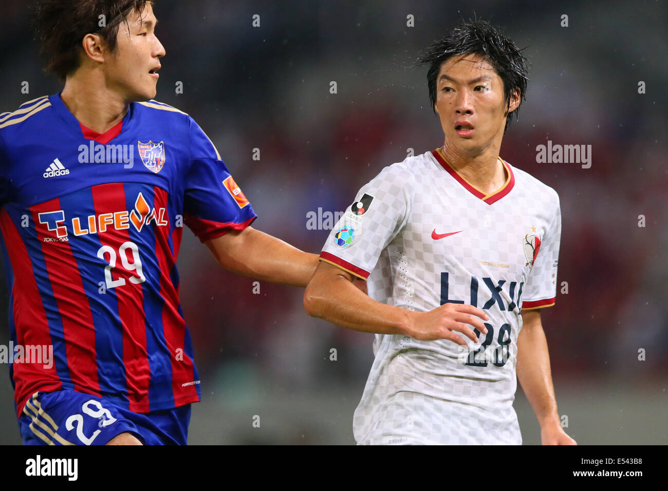 NACK5 Stadium Omiya, Saitama, Japan. 19th July, 2014. (L-R) Kazunori Yoshimoto (FC Tokyo), Shoma ...