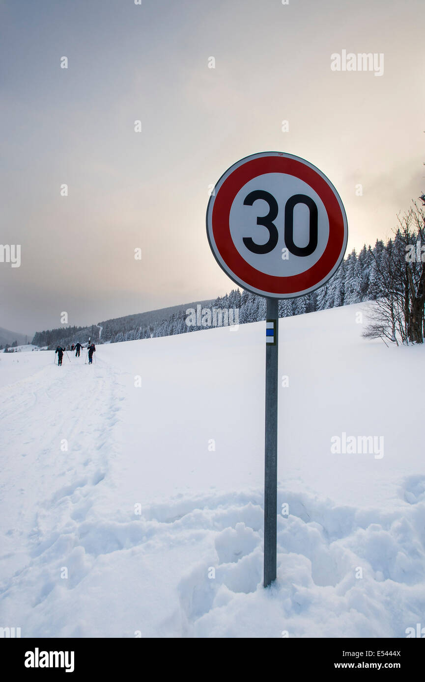 road sign in winter Stock Photo - Alamy