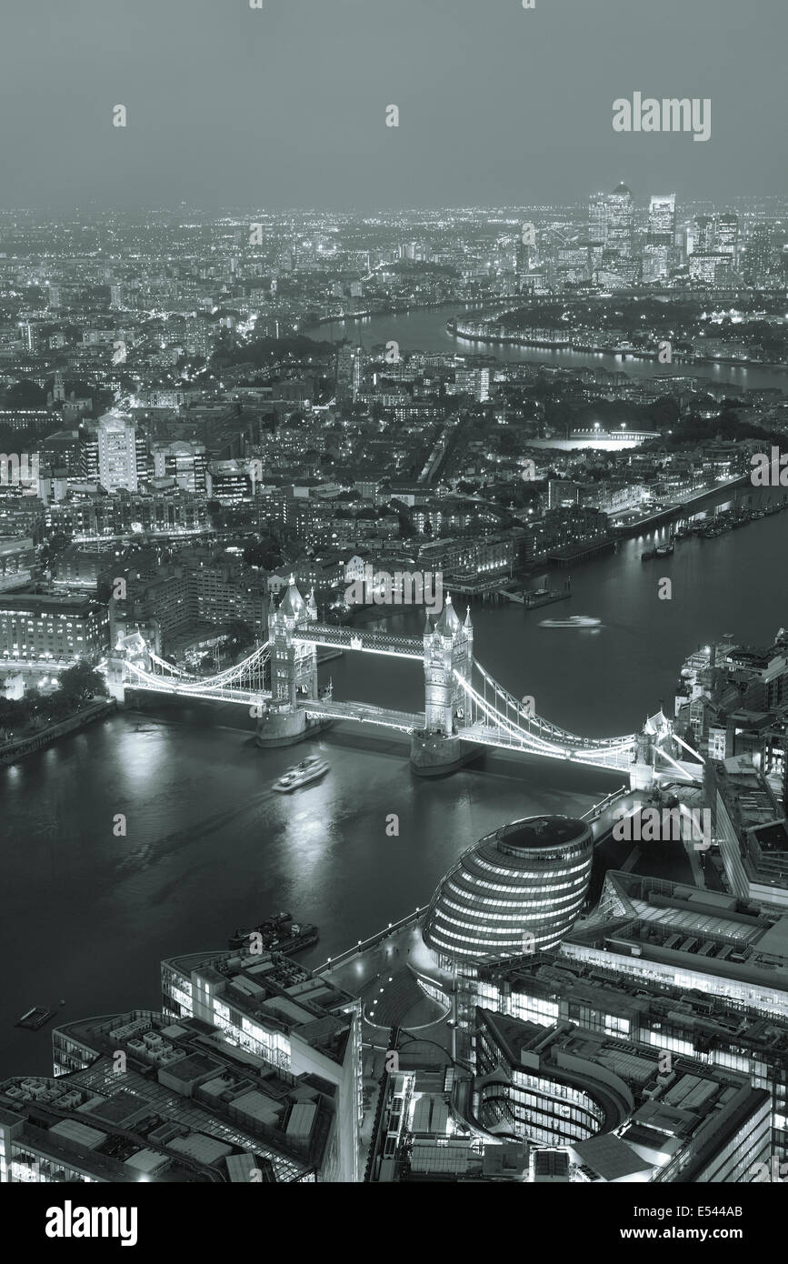 London aerial view panorama at night with urban architectures and Tower ...