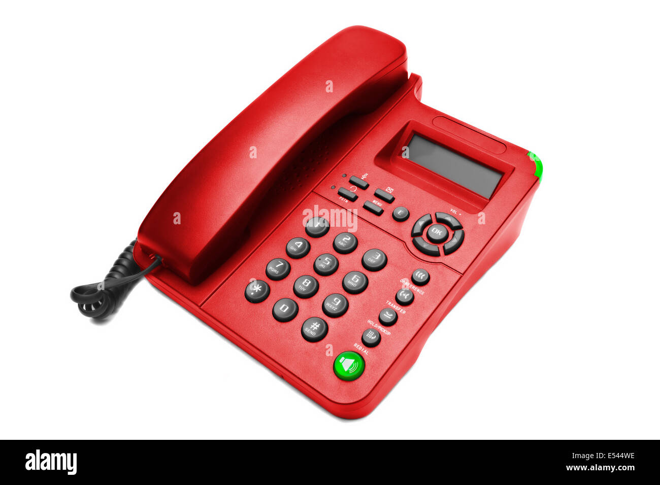 Red IP office phone isolated on white background Stock Photo - Alamy