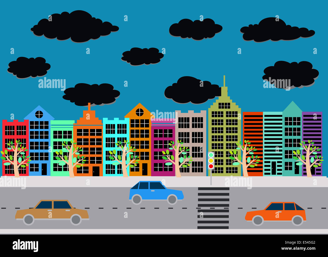 Colorful Cityscape Town city building design Stock Photo - Alamy