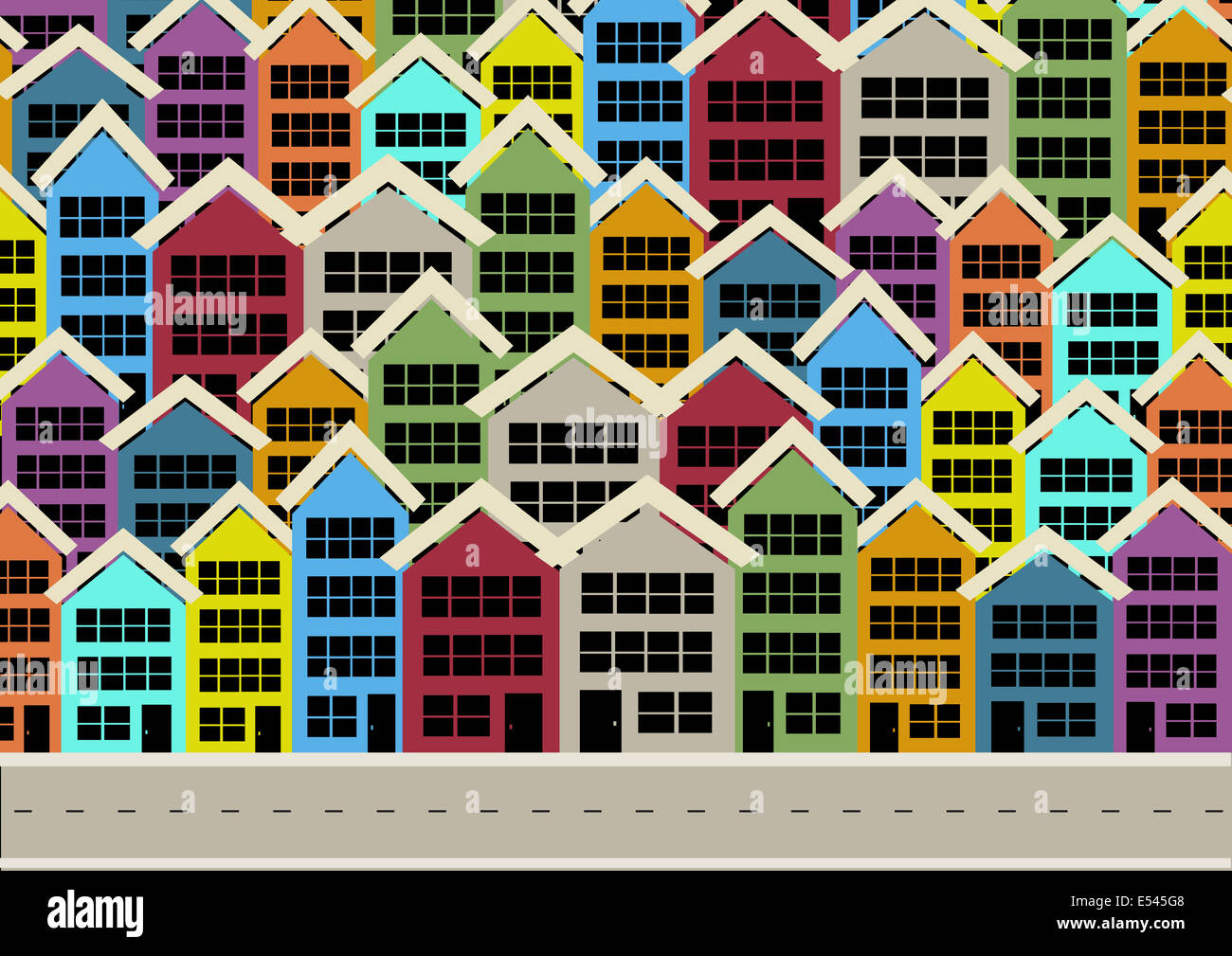 Colorful Cityscape Town city building design Stock Photo - Alamy