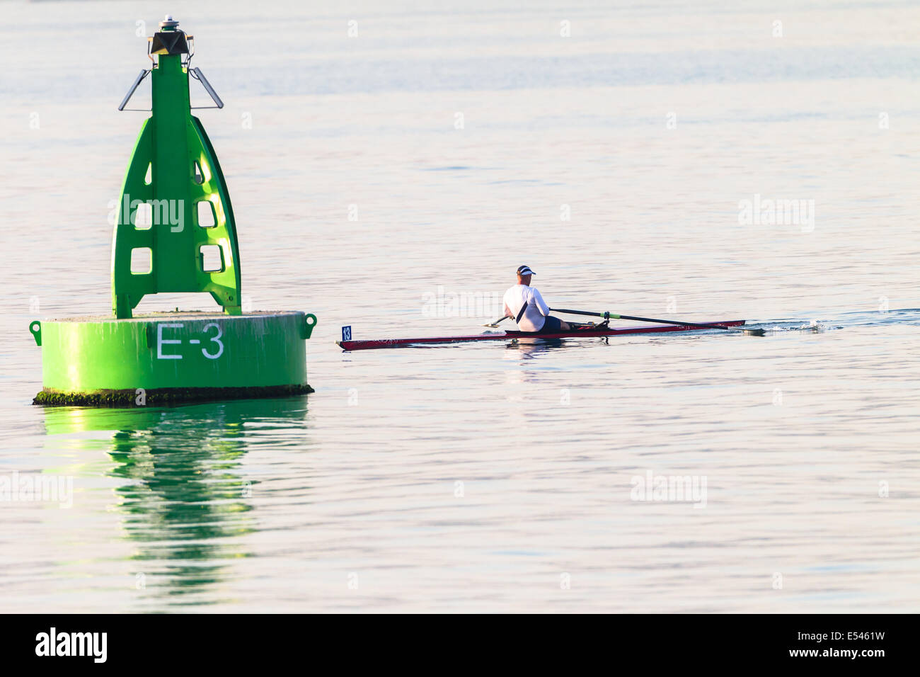 Regatta Rowing action athlete rowers on Durban harbor waters Stock ...