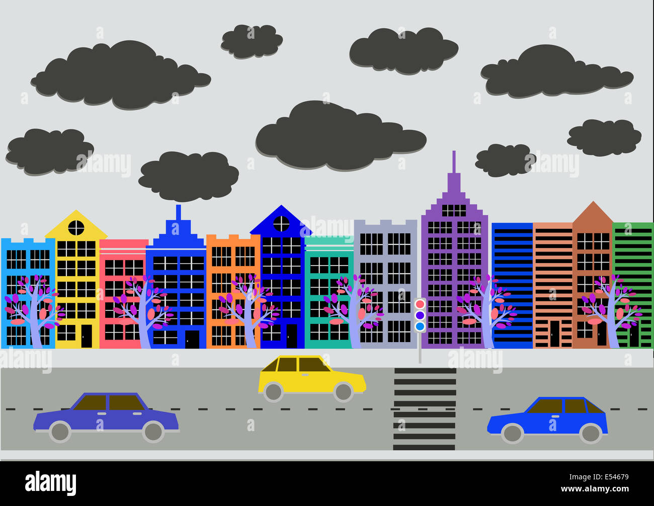 Colorful Cityscape Town city building design Stock Photo - Alamy