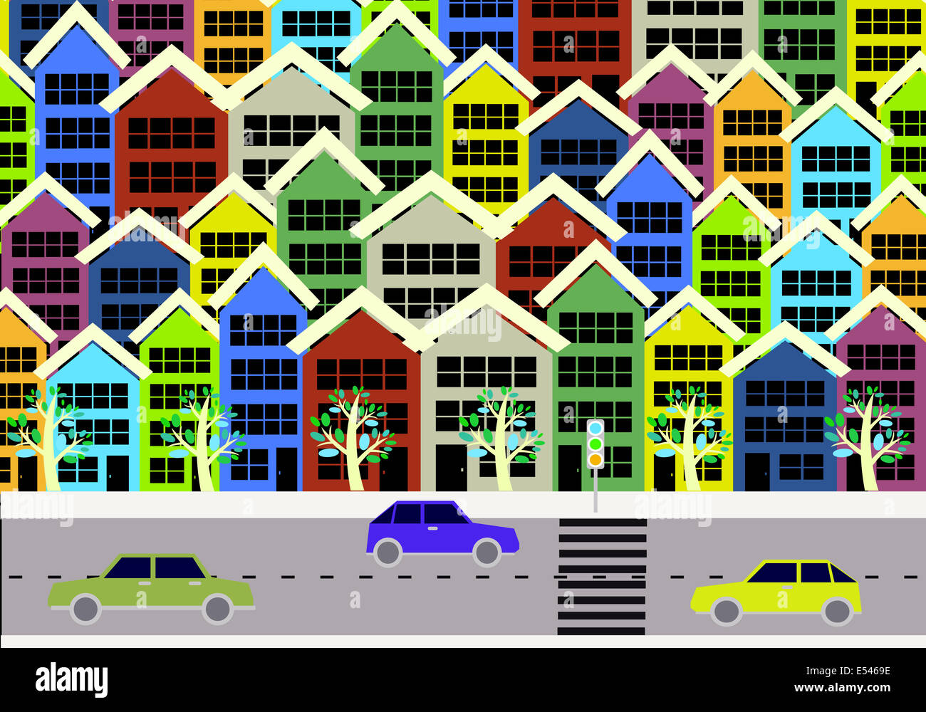 Colorful Cityscape Town city building design Stock Photo - Alamy