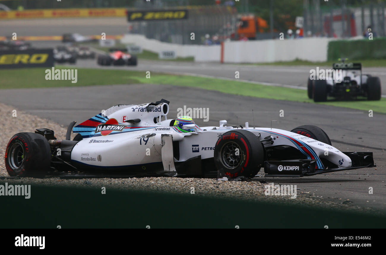 Brazilian Formula One driver Felipe Massa from team Williams (R) sits ...